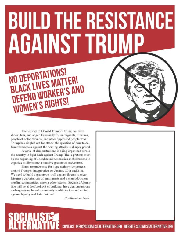 Leaflet: Stop Trumps Agenda of Racism & Bigotry | Socialist Alternative